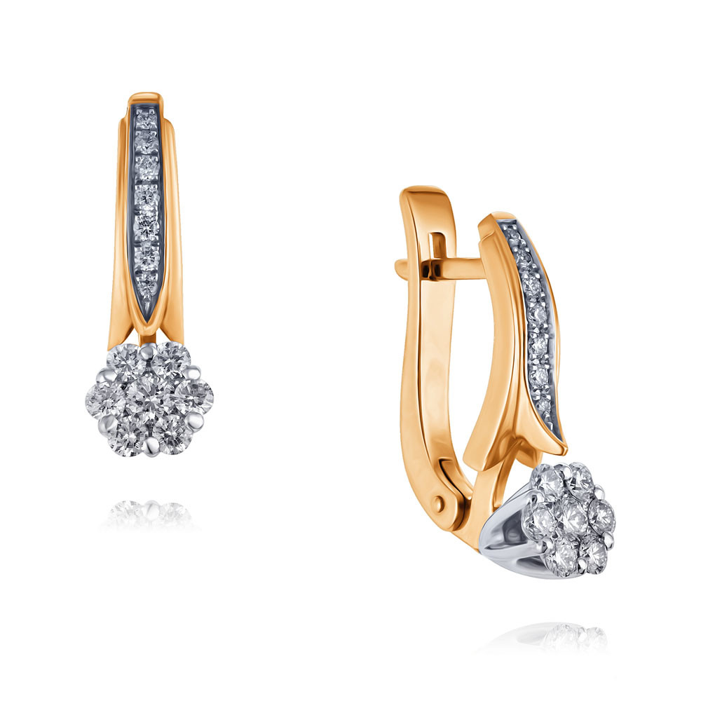 Серьги из красного золота 585 пробы с бриллиантом